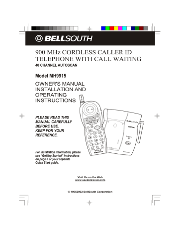 Name and Telephone Number DIRECTORY (PHONEBOOK). BellSouth MH9915 ...