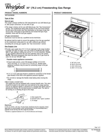 Whirlpool WFG320M0BB 4 Burners 5.1-cu ft Freestanding Gas Range ...