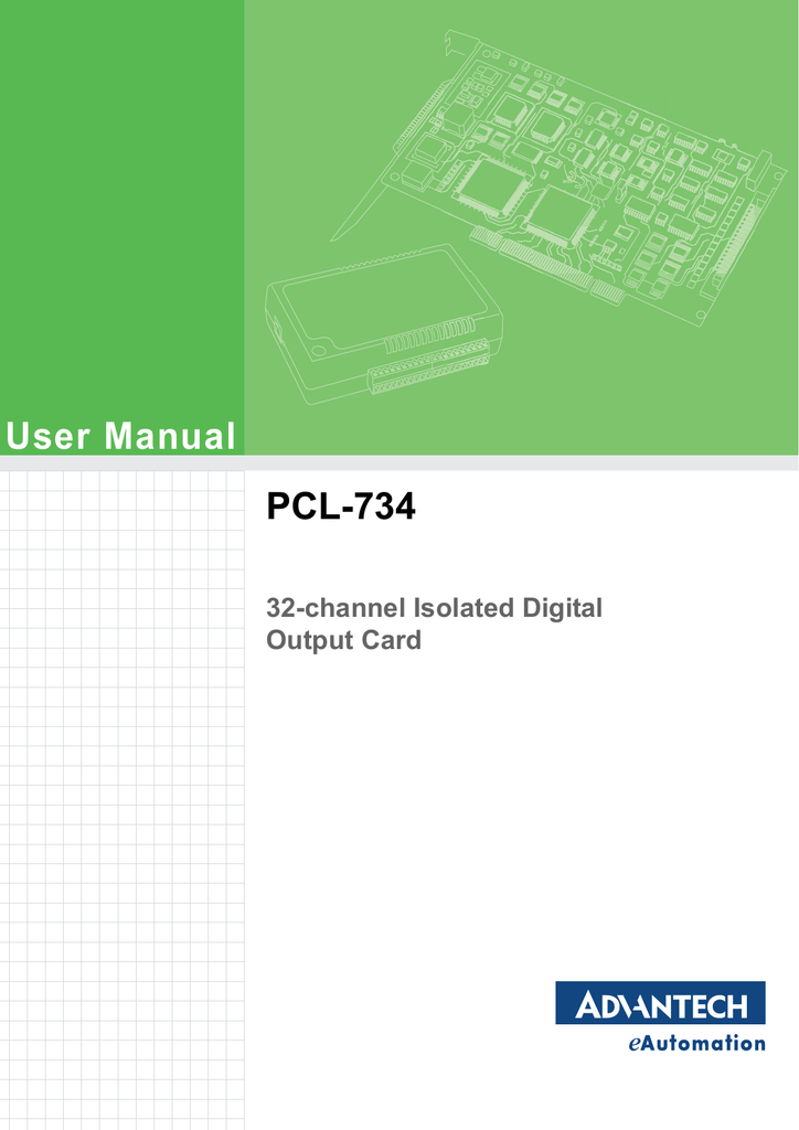 Advantech PCL-734 32-ch Isolated Digital Output ISA Card User's manual | Manualzz