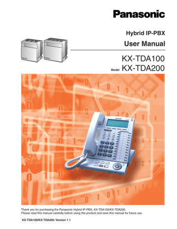 Panasonic Hybrid IP-PBX KX-TDA100/KX-TDA200 User Manual | Manualzz
