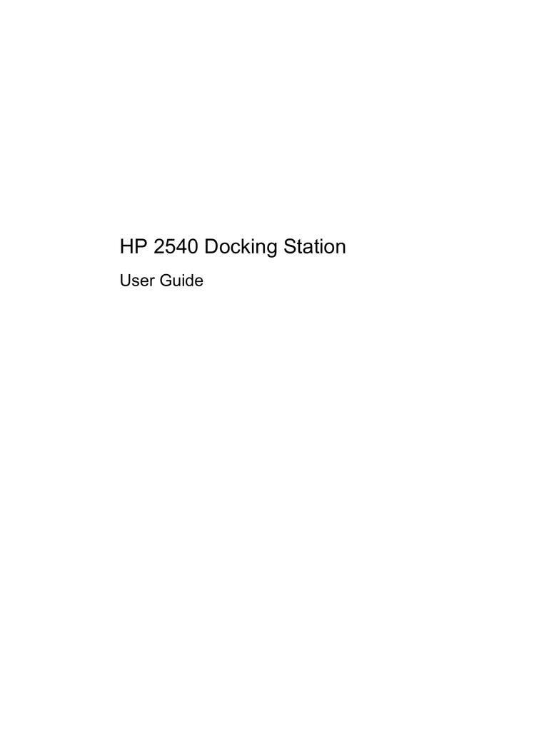 HP 2540 Docking Station User guide | Manualzz