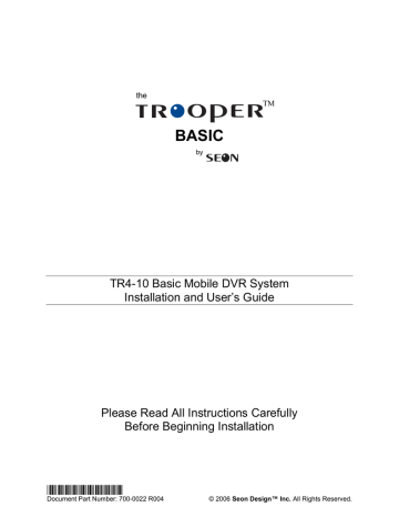 Seon Design TR4-10 Basic Mobile DVR System Installation and User's ...