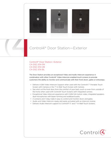 Control4 C4-DSC-EN Door Station - Exterior Data Sheet | Manualzz