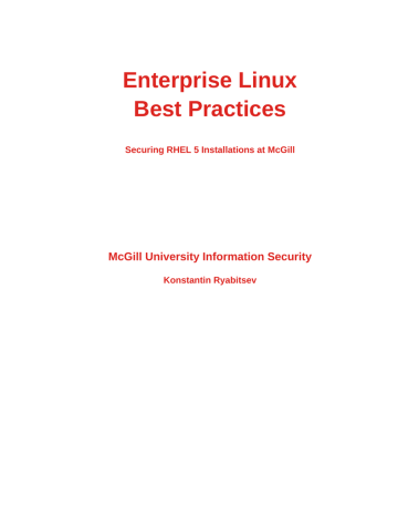 Enterprise Linux RHEL 5 Best Practices | Manualzz