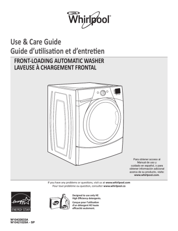 Whirlpool FRONT-LOADINGAUTOMATIC WASHER Use & care guide | Manualzz