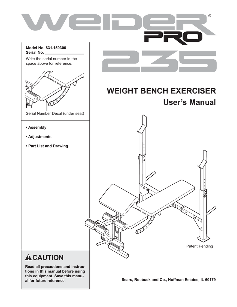 Weider Pro 235 831.150300 User manual | Manualzz