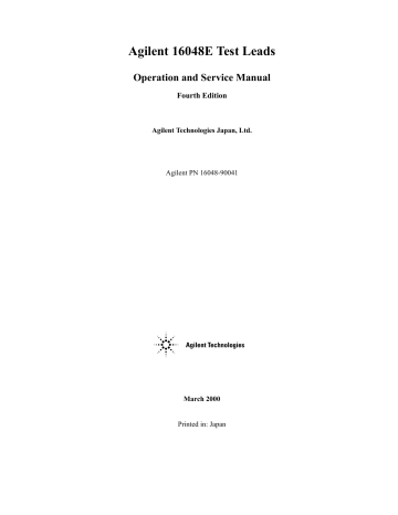 Agilent Test Leads 16048E Operation and Service Manual | Manualzz