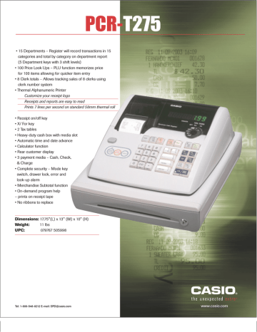 Casio PCR-T275 Cash Register User manual | Manualzz