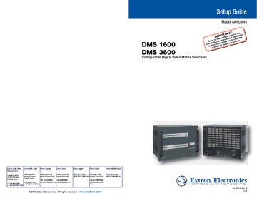 Extron DMS 1600, DMS 3600 Setup Guide | Manualzz
