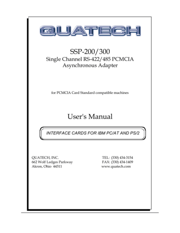 Quatech SSP 200/300 User Manual | Manualzz