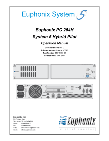 Euphonix System 5 PC 254H Operation Manual | Manualzz