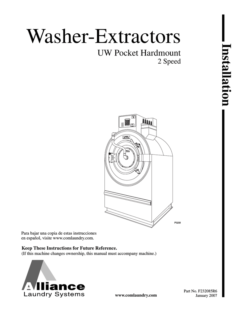 Alliance Laundry Systems UW35M2 Installation manual | Manualzz