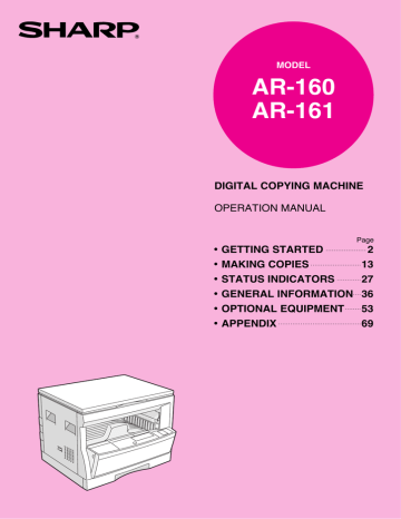 SHARP AR-160 AR-161 Operation Manual | Manualzz