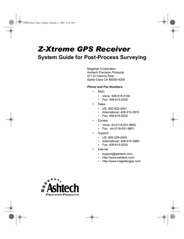 Ashtech Z-Xtreme GPS Receiver System Guide | Manualzz