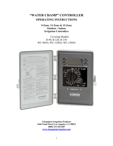 Champion Irrigation Products WATER CHAMP R-150 Operating instructions ...