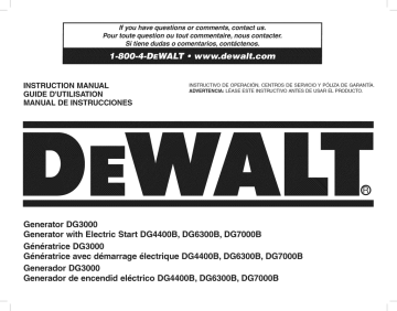 DeWalt DG3000 Generator Instruction manual | Manualzz