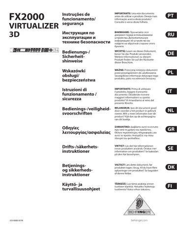 Behringer FX2000 3D FX Processor Schnellstartanleitung | Manualzz