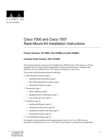 Cisco Systems 7507 Switch Installation instructions | Manualzz