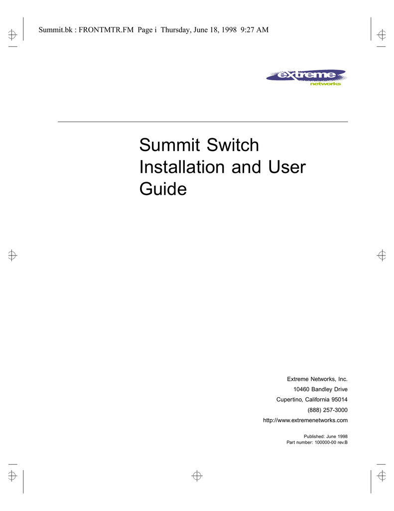 Extreme Networks Summit Summit4 User guide | Manualzz
