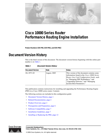 Cisco Performance Routing Engine 10000 Series Installation Guide | Manualzz