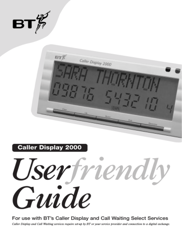 BT CALLER DISPLAY 60 Technical information | Manualzz