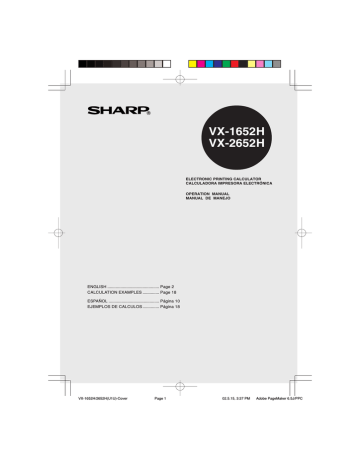 Sharp VX-1652H, VX 2652H, VX-2652H Instrucciones de operación | Manualzz