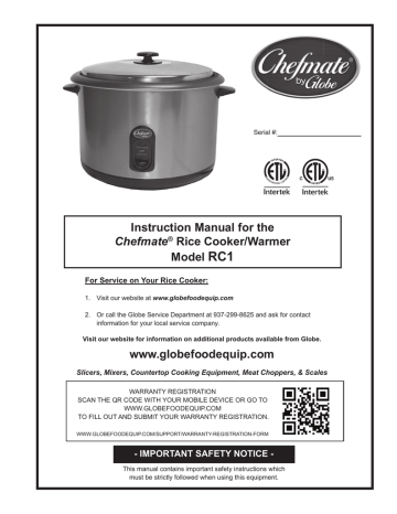 Chefmate RC1 rice cooker Instruction manual | Manualzz