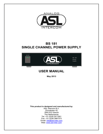ASL INTERCOM BS 181 User manual | Manualzz