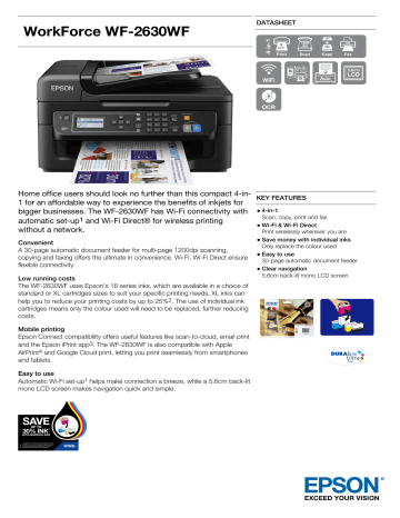 Epson WorkForce WF-2630WF Datasheet | Manualzz