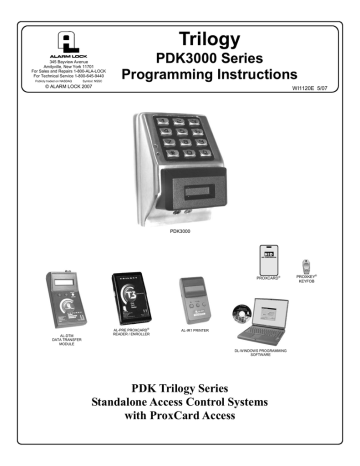 Alarm Lock Trilogy PDK3000 Series Programming instructions | Manualzz