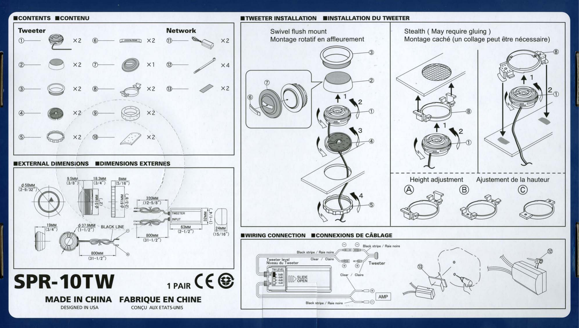 Alpine SPR-10TW Type-R 1in Silk Ring Dome Tweeter Set Installation ...