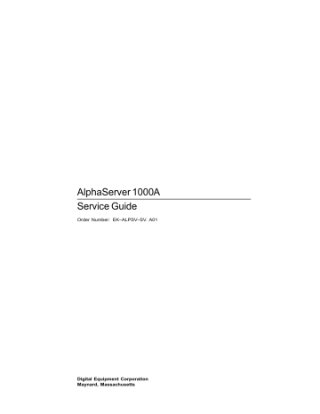 Digital Equipment AlphaServer 1000A Service Guide | Manualzz
