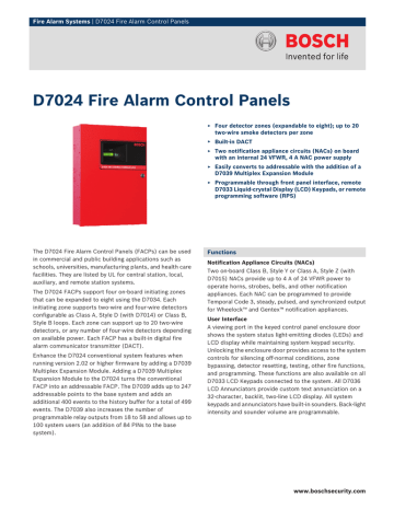 Bosch Appliances D7024 Smoke Alarm User manual | Manualzz