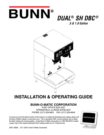 Bunn dual sh dbc Installation & Operating Manual | Manualzz