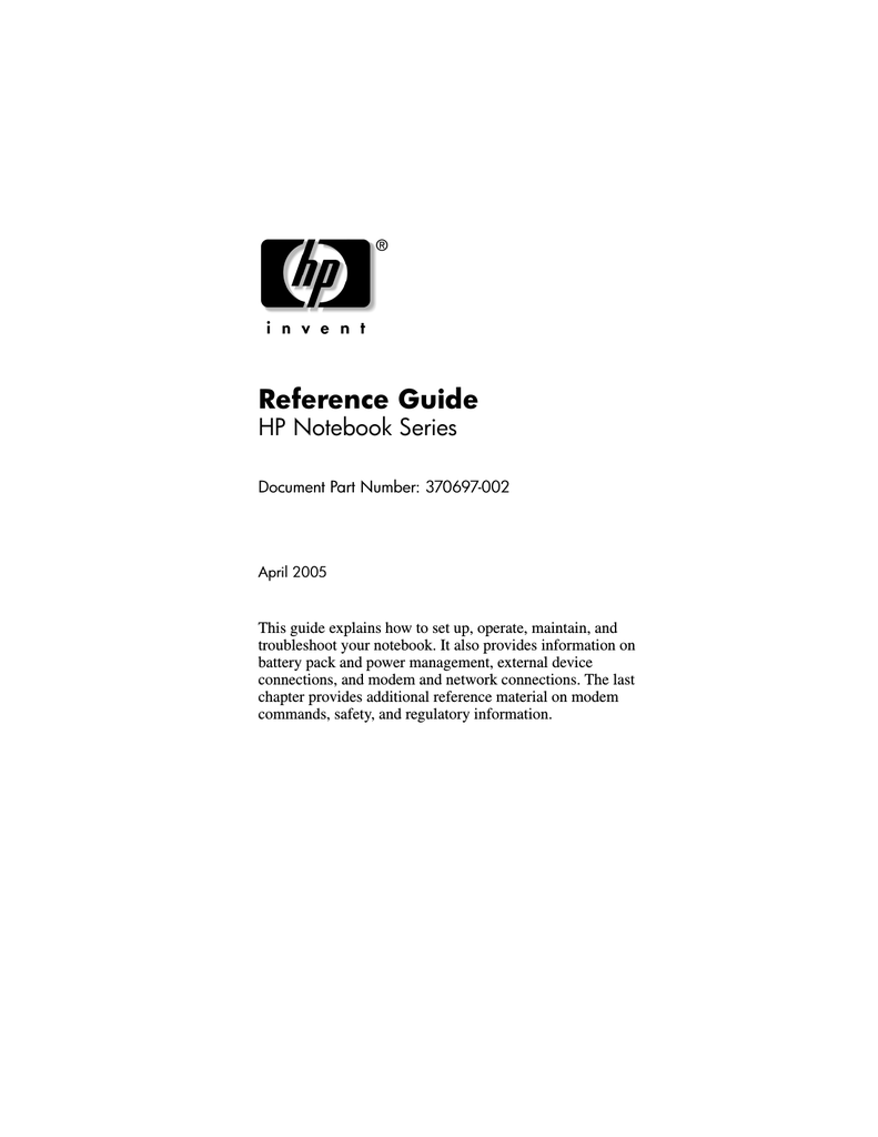 HP Compaq nx9020 Notebook PC Reference Guide | Manualzz