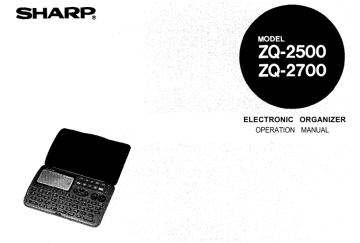 Sharp ZQ-2500 ZQ-2700 Electronic Organizer Operation Manual | Manualzz