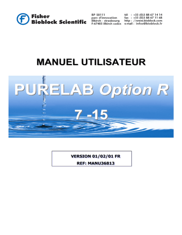 Manuel Utilisateur PURELAB Option R 7-15 | Manualzz