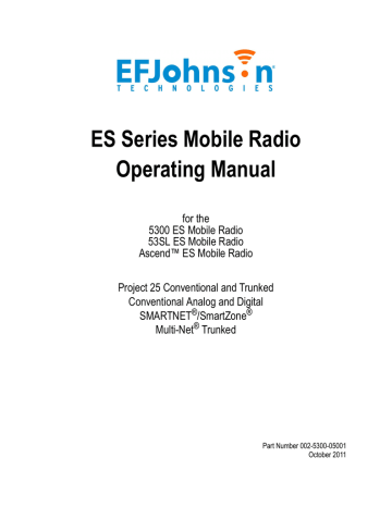 EFJohnson ES 5300, 53SL, Ascend Mobile Radio Operating Manual | Manualzz