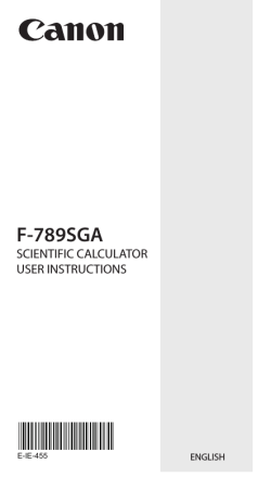 Canon F-789SGA - Specification, User manual