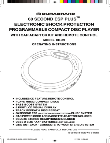 Durabrand CD-89 Operating instructions | Manualzz