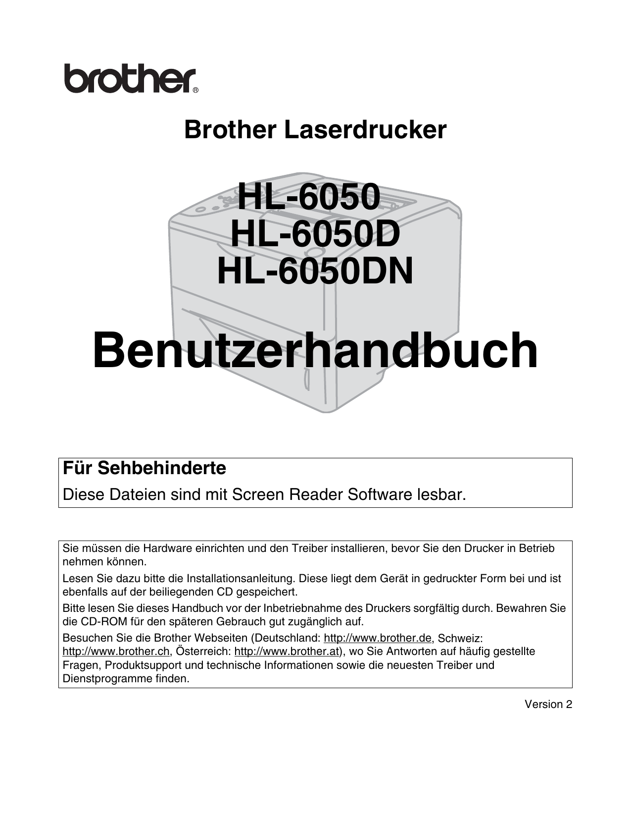 Brother HL-6050D Monochrome Laser Printer Bedienungsanleitung | Manualzz