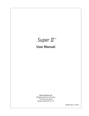 Setra Super II Scale User Manual | Manualzz