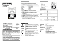 Craftsman 82362 Analog Multimeter - User manual, Owner's manual