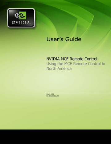 Nvidia MCE Remote Control User`s guide | Manualzz