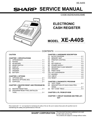 SHARP XE-A40S Service Manual | Manualzz