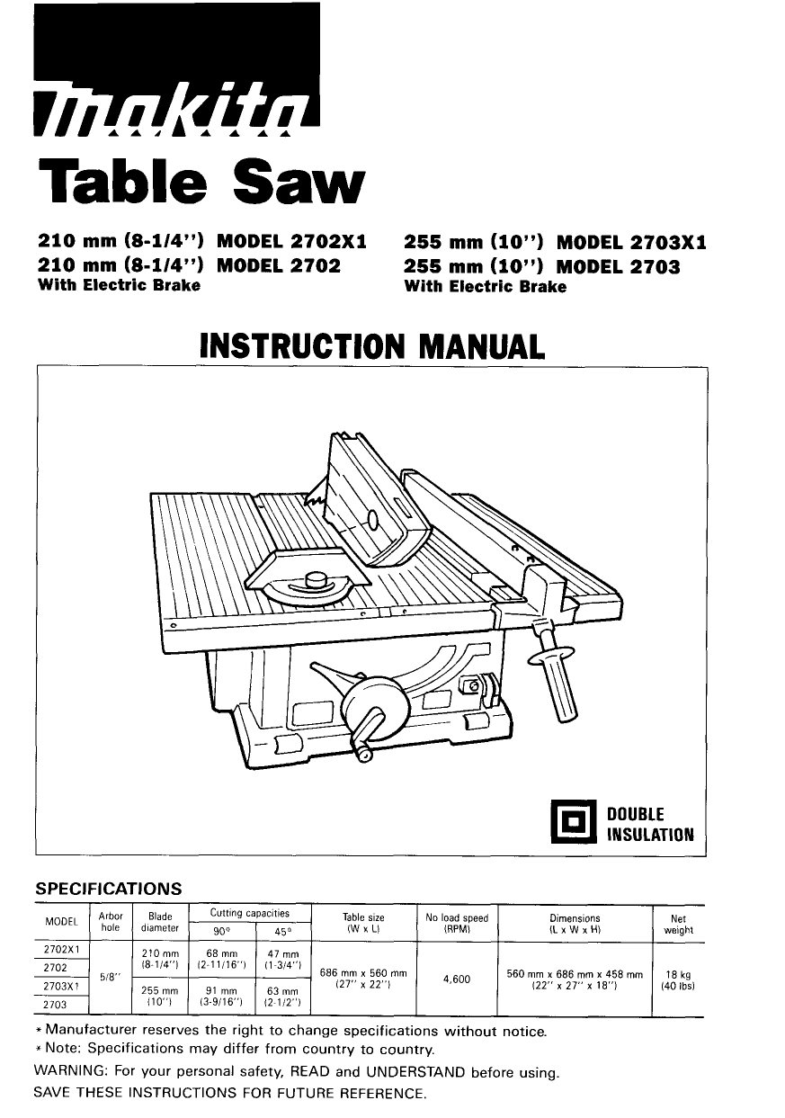 Makita 2702 Instruction manual | Manualzz