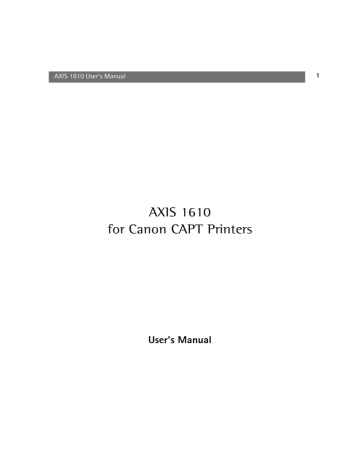 Canon AXIS 1610 Printer User manual | Manualzz