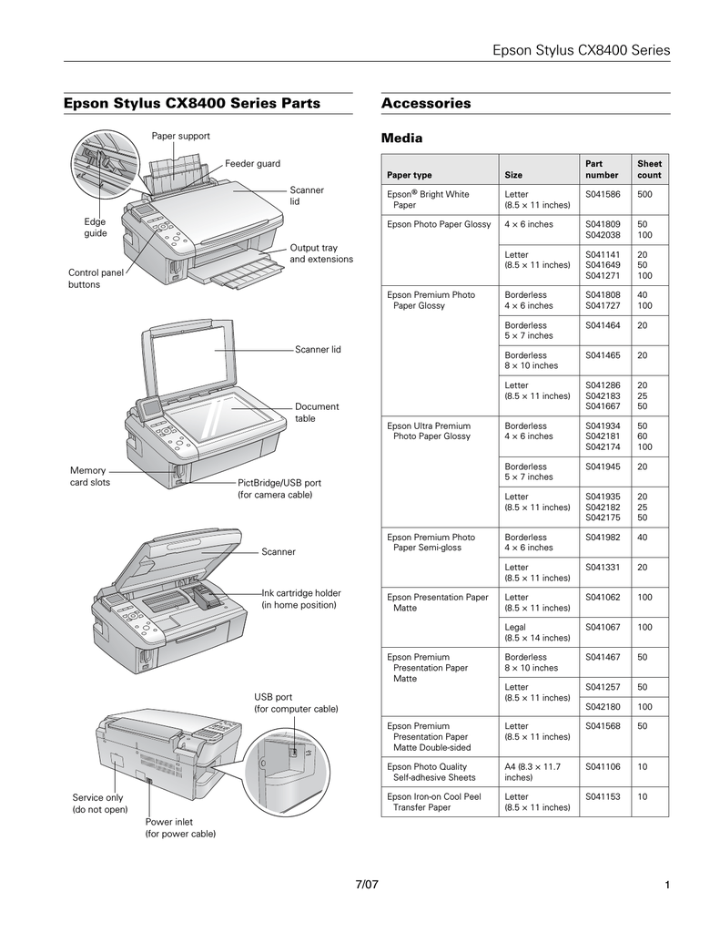 Epson Stylus CX8400 Specifications | Manualzz