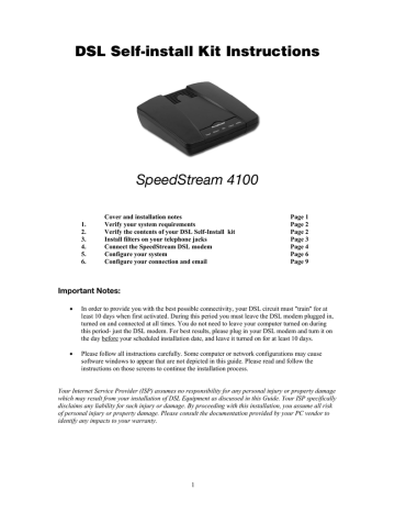 SpeedStream 4100 DSL Modem User Manual | Manualzz
