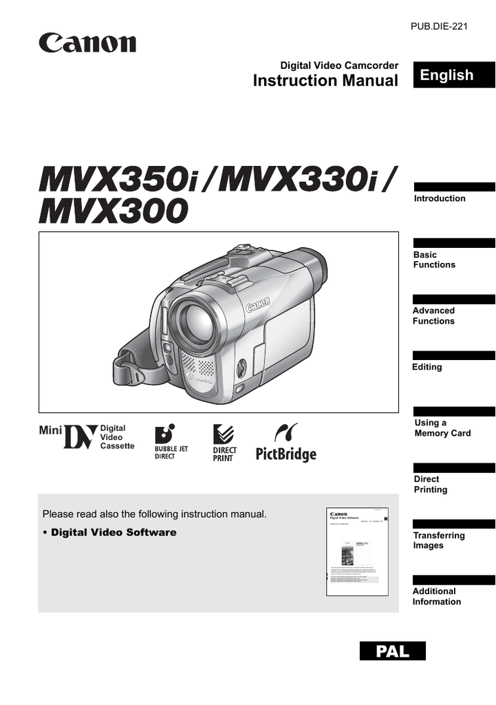 Canon MVX 350 i Instruction manual | Manualzz